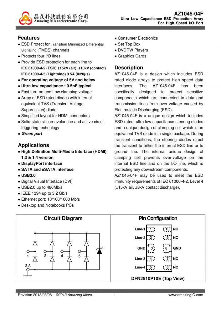 AZ1045-04F datasheet page 1
