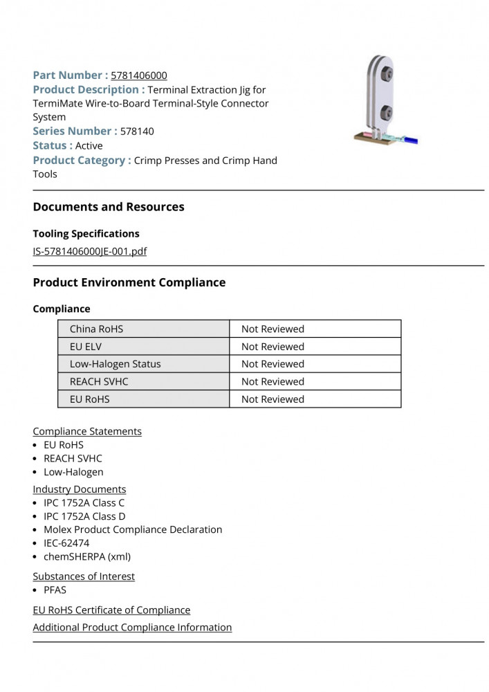 Molex 5781406000 tooling document image 1