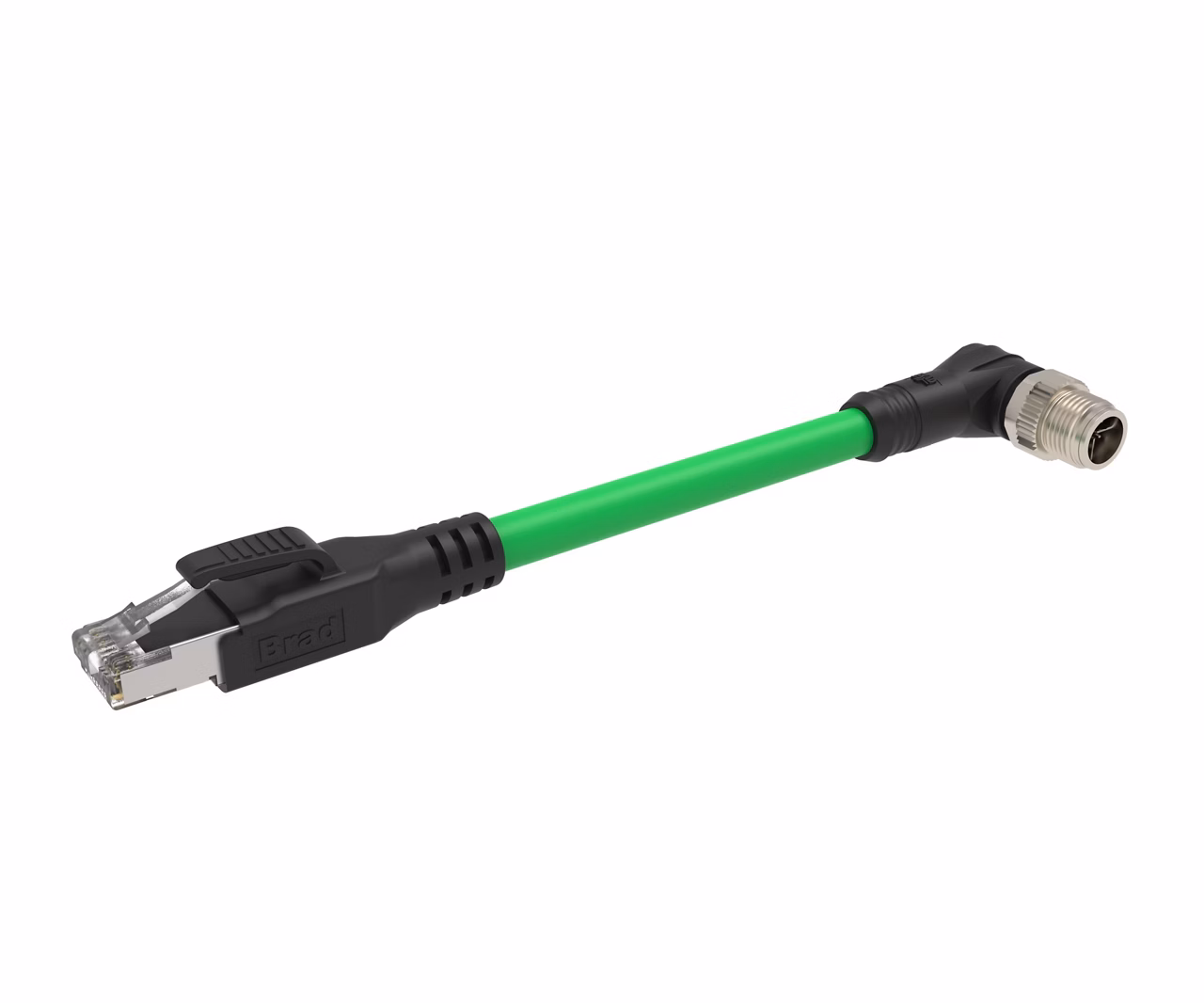 Micro-Change (M12) to Micro-Change (M12) Double-Ended Cordset, 8 Poles, X-Coded, Male (90°) to Male (90°), 26 AWG, Green Shielded TPE Cable, 50.0m (164.04') Length