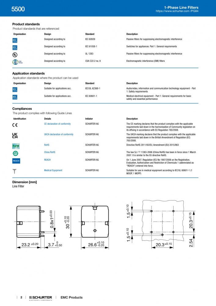 SCHURTER 5500 series datasheet page 2