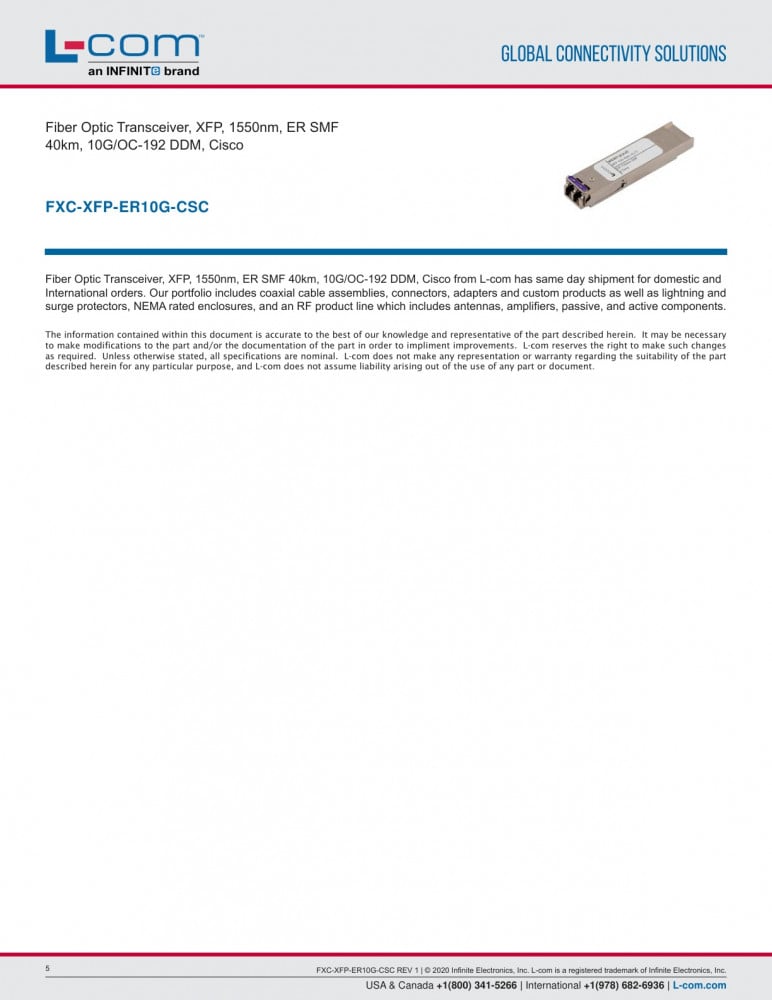 FXC-XFP-ER10G-CSC datasheet page 5