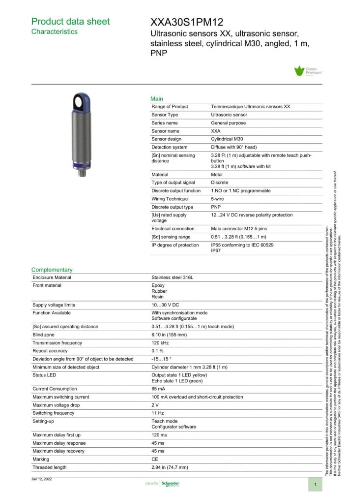 XXA30S1PM12 technical document page 1