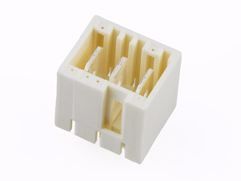 Appli-Mate RAST 5 Header, Vertical, 3 Circuits, Silver (Ag) Plating, Position Key 2a, Code Keys d10 & d30, Latch Between Circuits 2 & 3, PCB Polarization A, Glow-Wire Capable