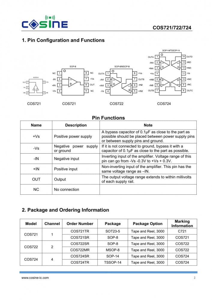 COS722SR datasheet page 2