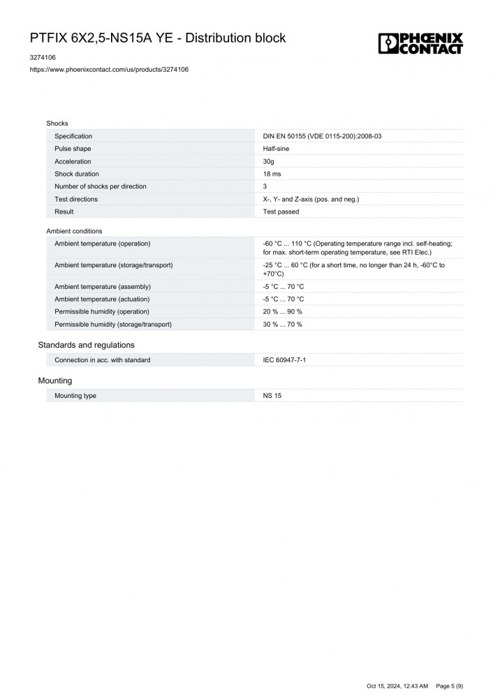 Phoenix Contact 3274106 product documentation page 5