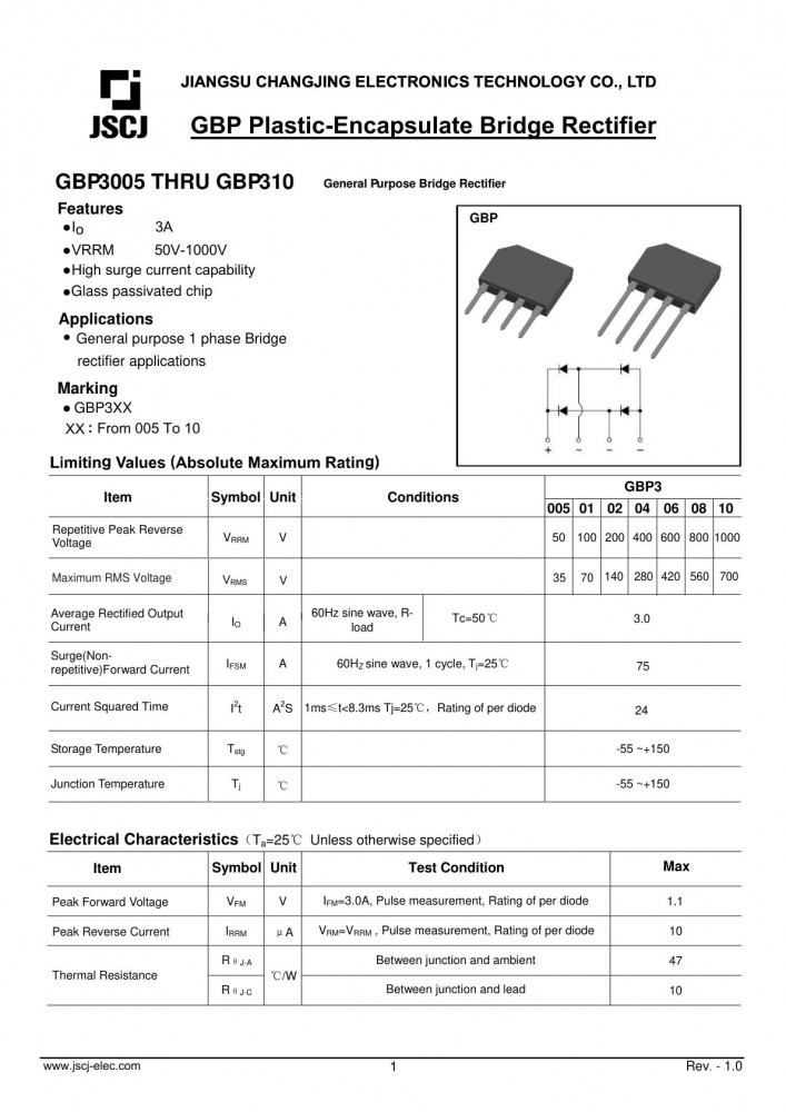 JSCJ GBP301 datasheet page 1