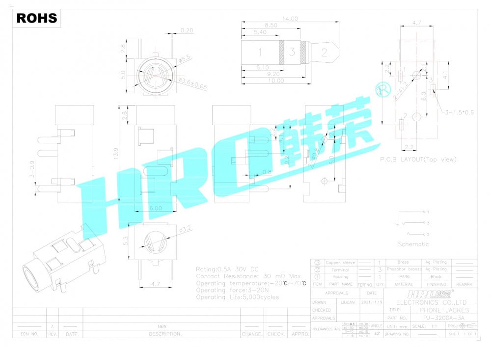 PJ-3200A-3A manufacturer drawing