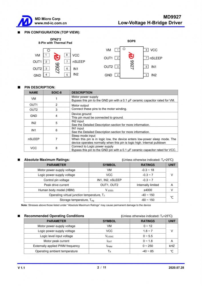 MD9927 datasheet page 2