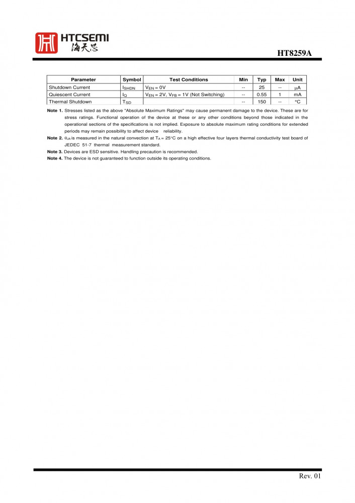 HT8259ARTZ datasheet page 4