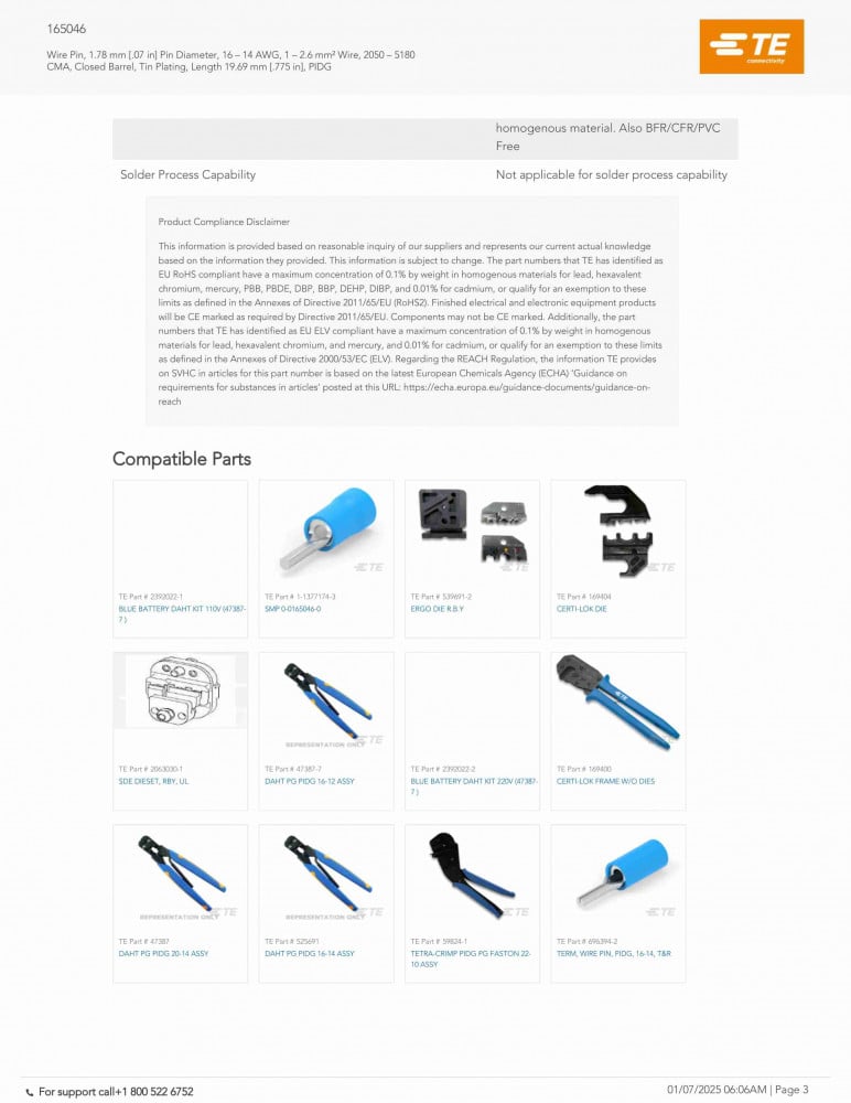 TE Connectivity 165046 technical document page 3