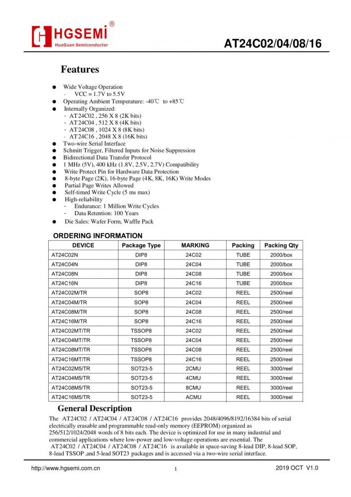 AT24C02M5/TR datasheet page 1