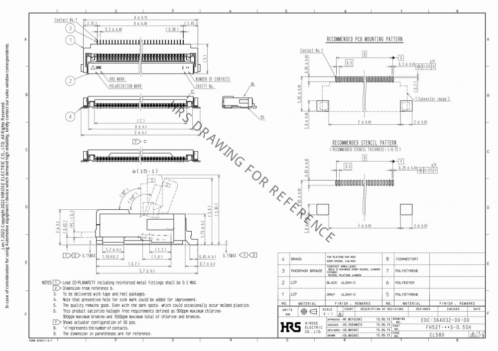 HRS FH52T technical drawing page 1