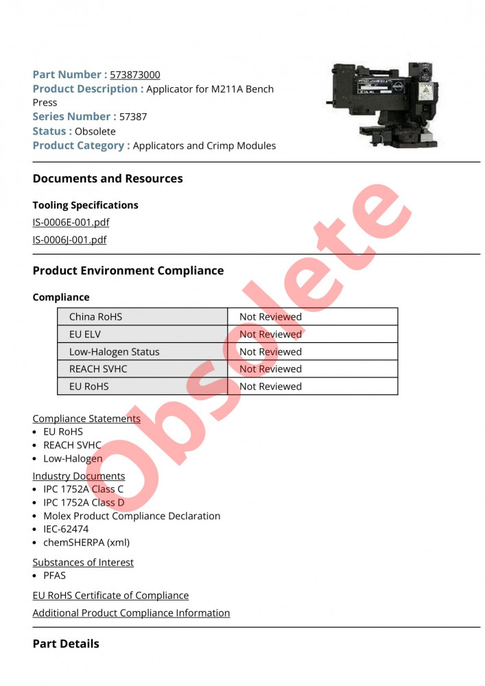 Molex tooling document preview, page 1