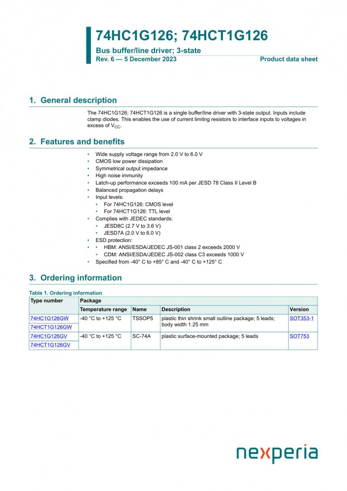 74HCT1G126 datasheet page 1