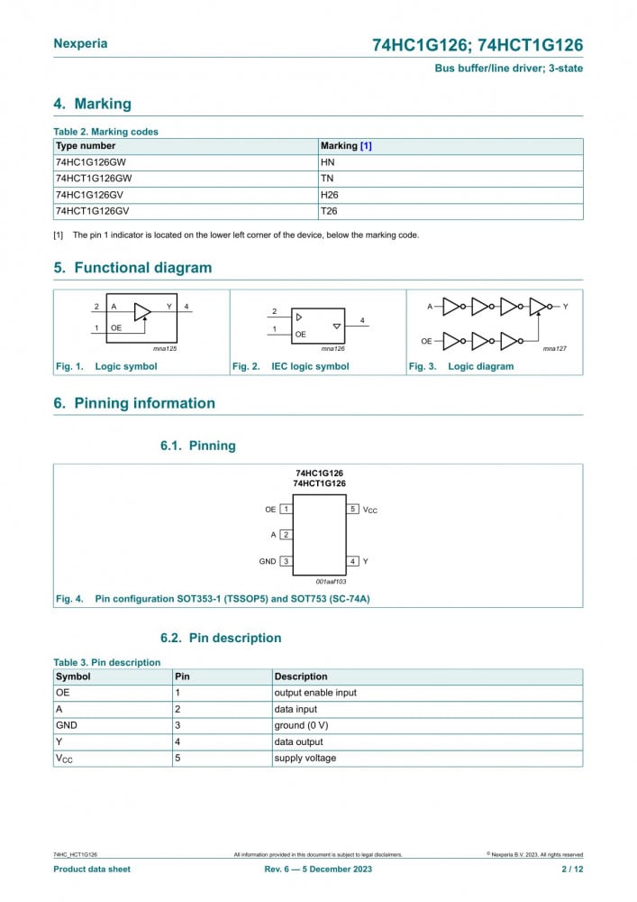 74HCT1G126 datasheet page 2