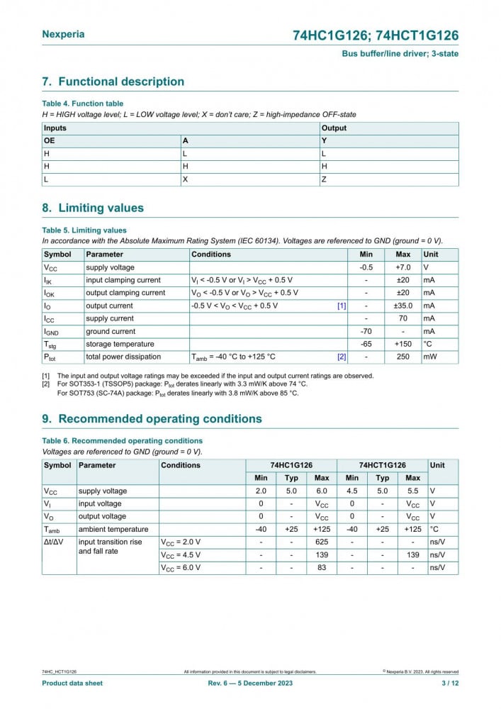 74HCT1G126 datasheet page 3