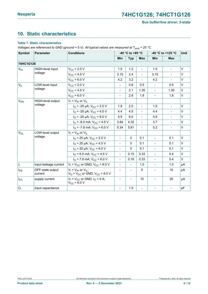 74HCT1G126 datasheet page 4