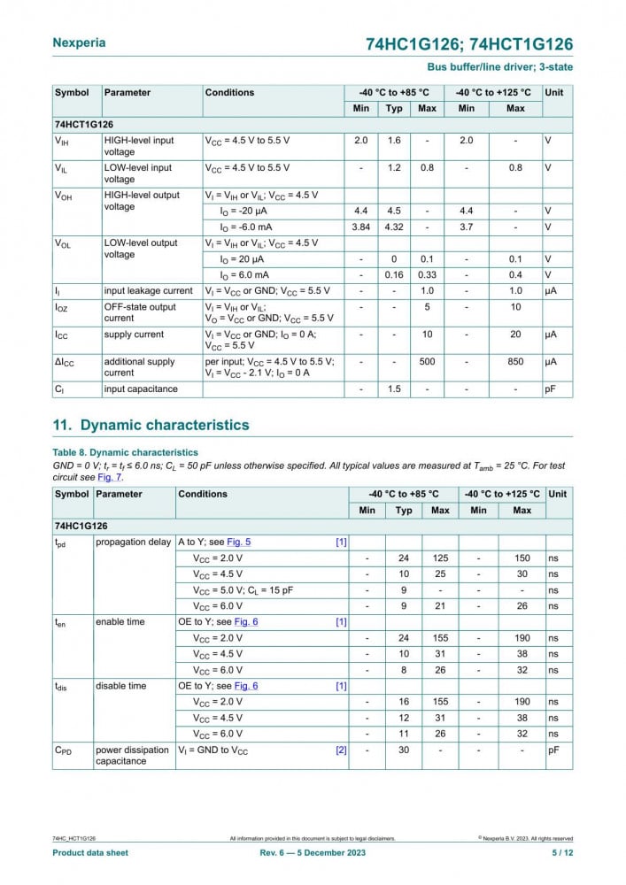 74HCT1G126 datasheet page 5