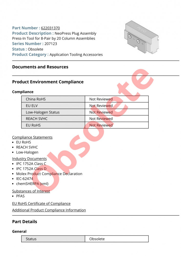 Molex 622031370 document preview, page 1