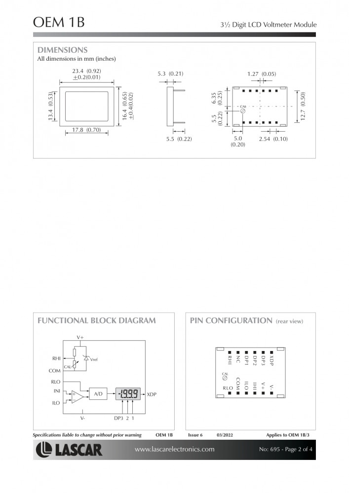 Lascar OEM 1B technical document page 2