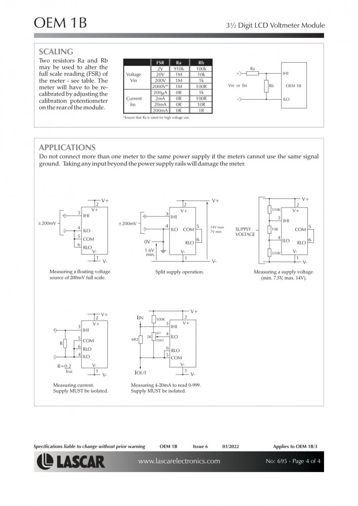 Lascar OEM 1B technical document page 4