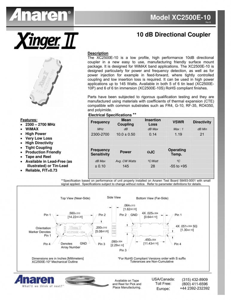 XC2500E-10S datasheet page 1