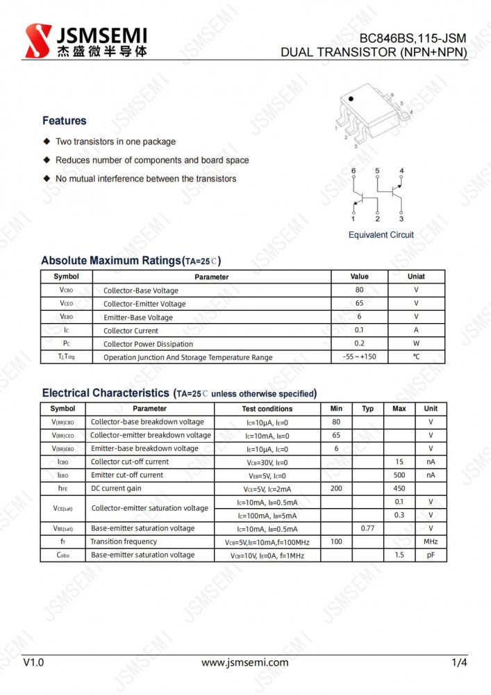 BC846BS,115-JSM datasheet page 1