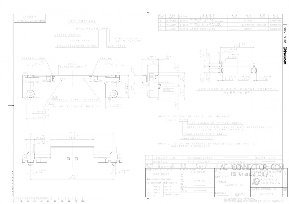 JAE MM60 connector drawing SJ105217