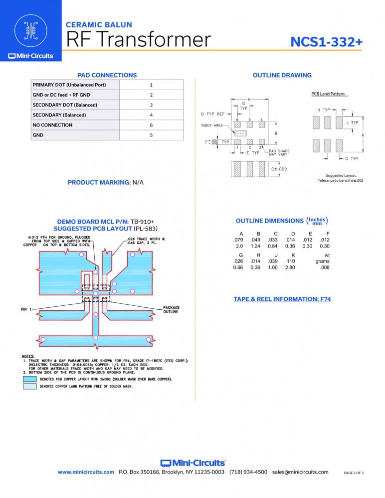 NCS1-332+ datasheet page 2