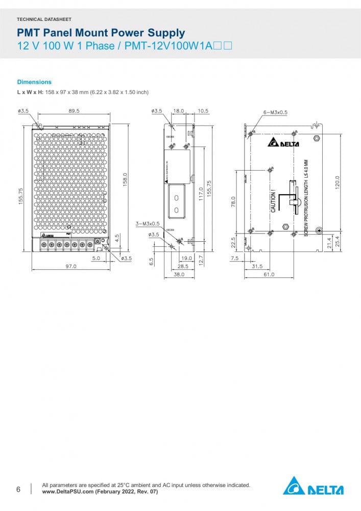 DELTA PML-12V100W1AG datasheet page 6