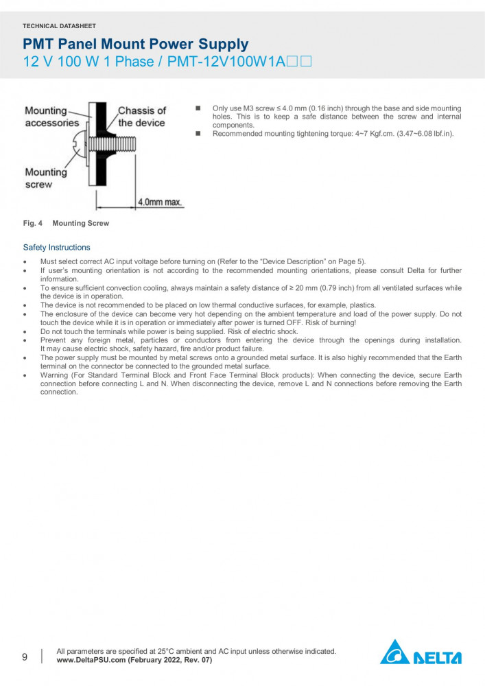 DELTA PML-12V100W1AG datasheet page 9