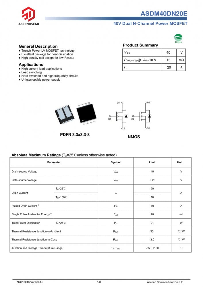 ASDM40DN20E-R datasheet page 1