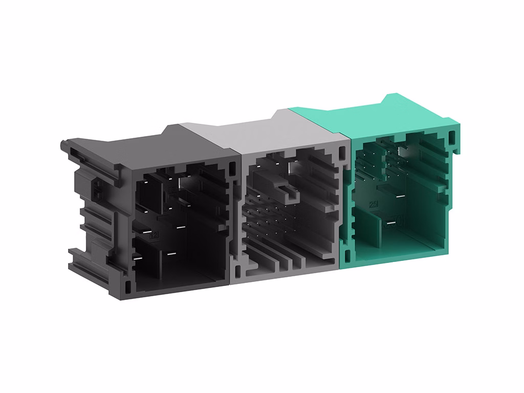 stAK50h 3 Bay Vertical Hybrid Header, 87 Circuits, Bay 1: 32 Circuits/Key 4/Purple; Bay 2: 28 Circuits/Key 1/Dark Gray; Bay 3: 27 Circuits/Key 1/Black; Tube