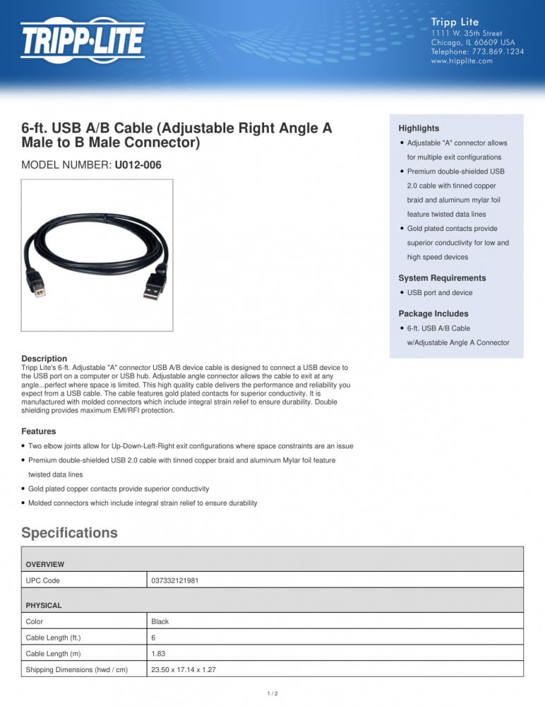 U012-006 technical document page 1