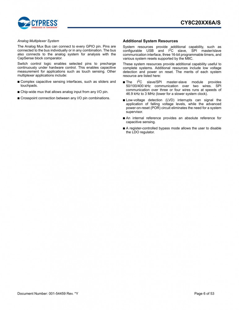 CY8C20496A datasheet page 6