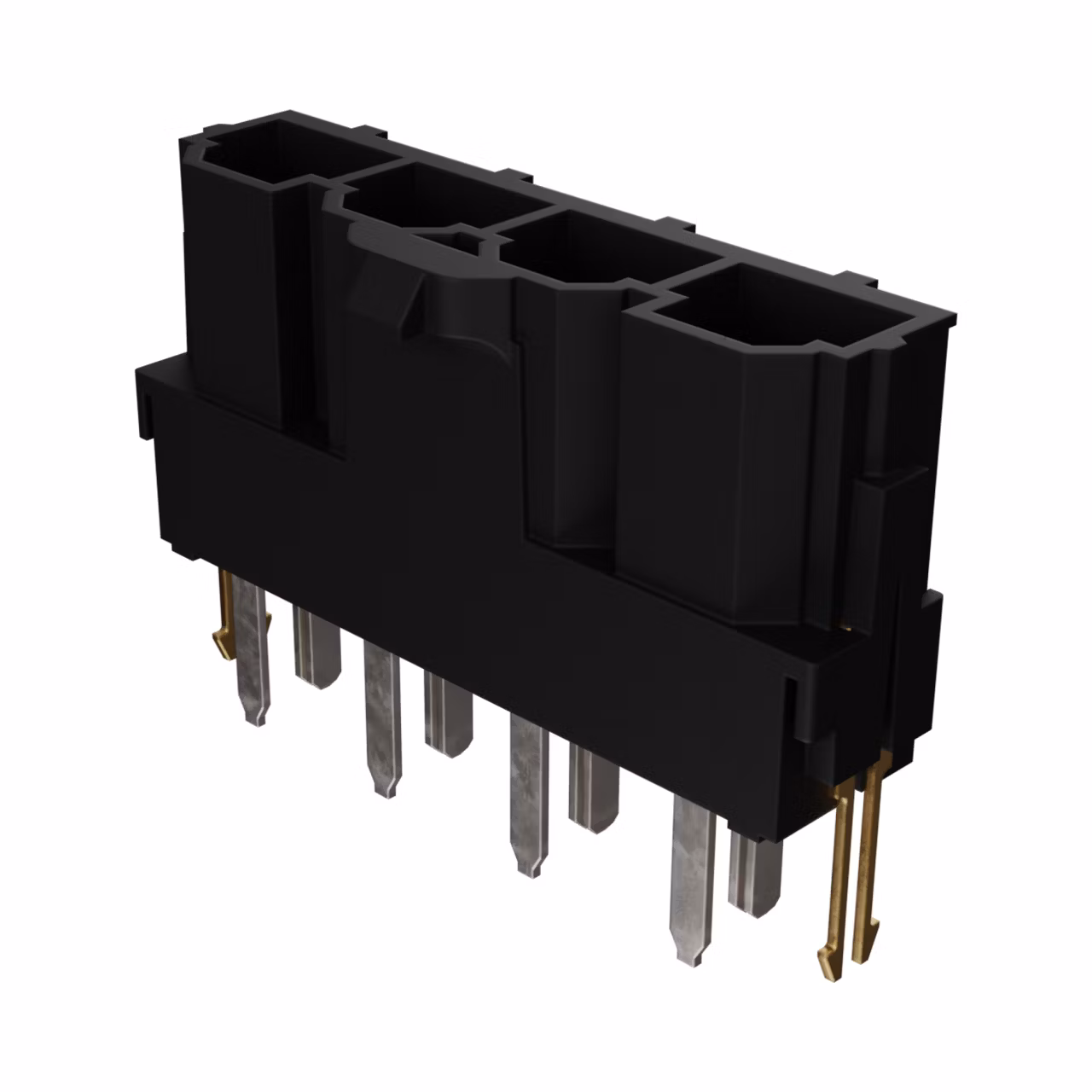 Mini-Fit Sr. Vertical Header, 10.00mmPitch, Single Row, 4 Circuits, 8.30mm Tail Length, for 6.35mm PCB, 0.76µm Gold (Au) Plating for sale