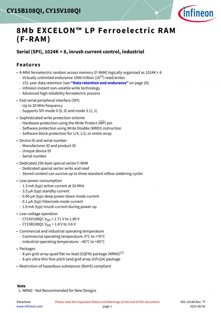 CY15B108QI document page 1