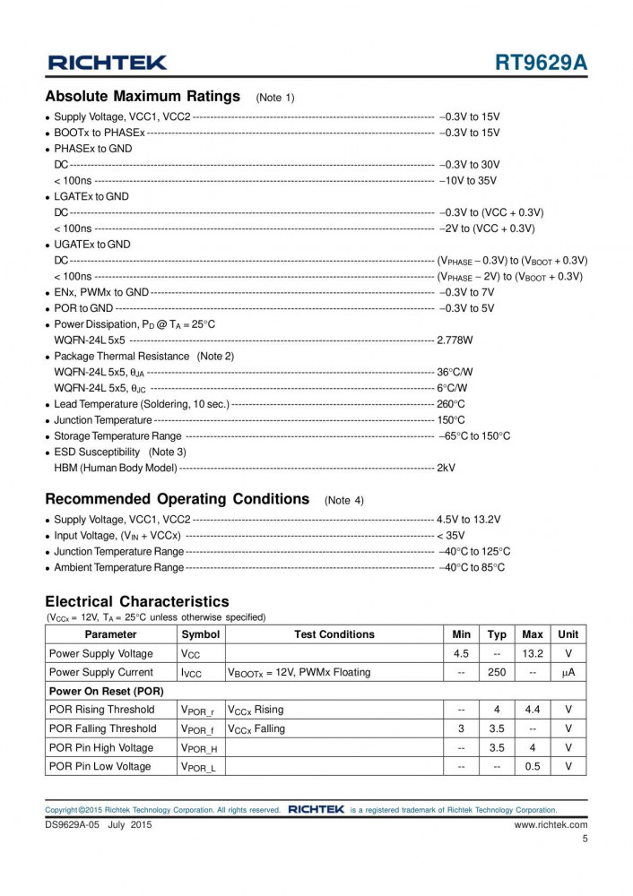RT9629A datasheet page 5