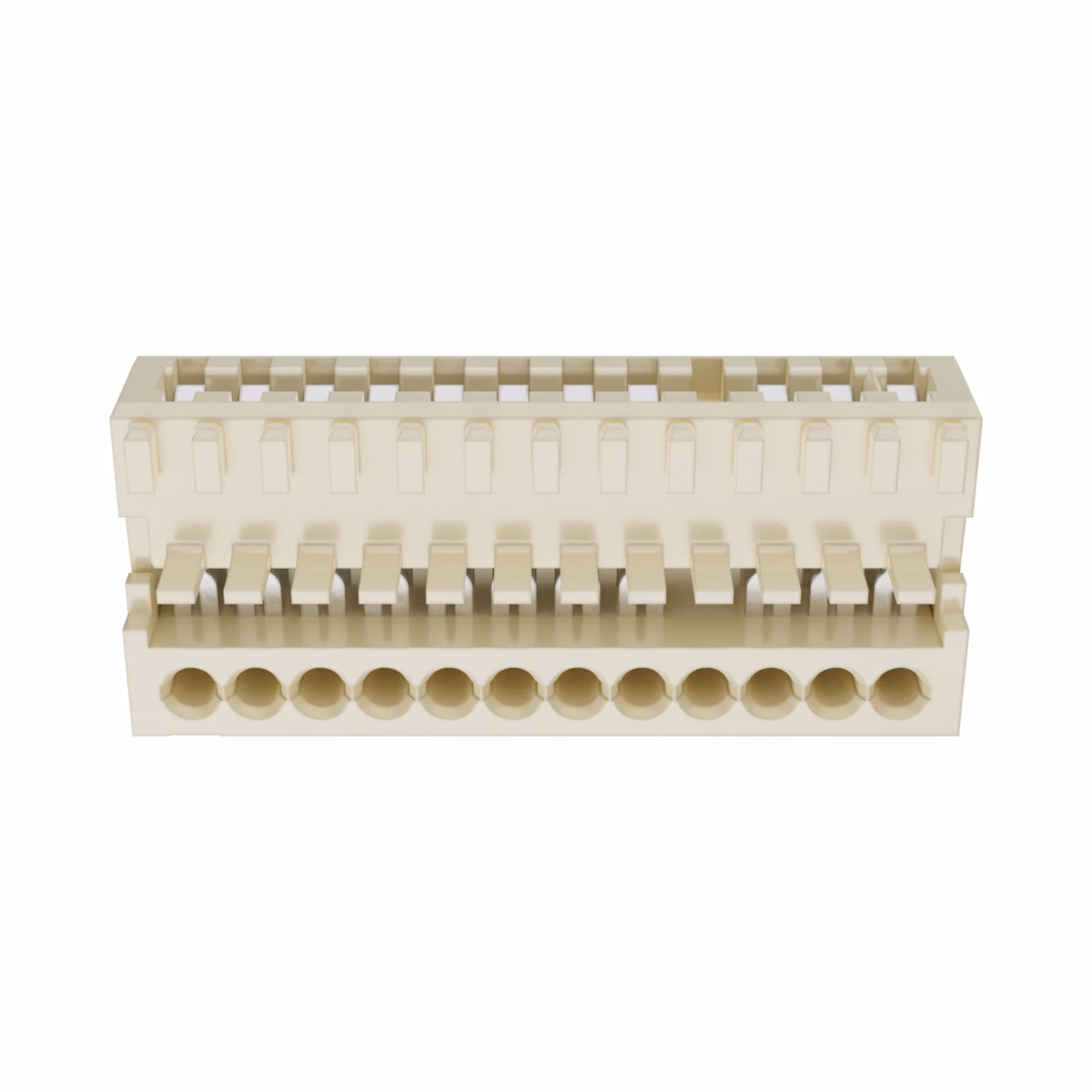 Appli-Mate RAST 2.5 Connector, 2.50mm Pitch, Female, 12 Circuits, Polarizing Rib Between 11/12, Closed Endwalls, Silver Plating for sale