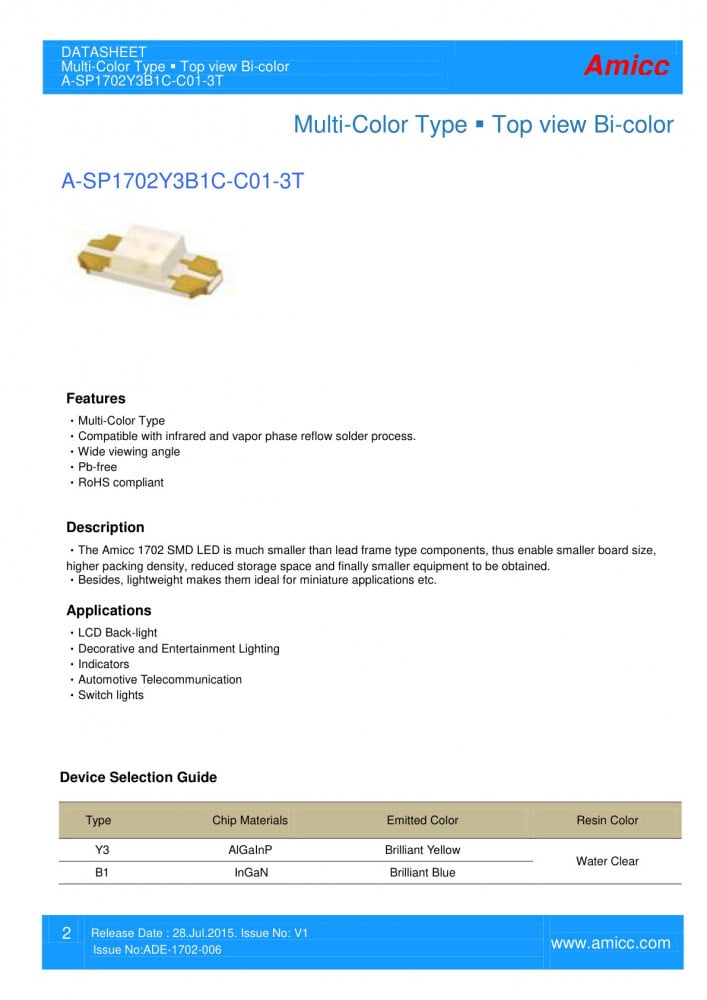A-SP1702Y3B1C-C01-3T datasheet page 2