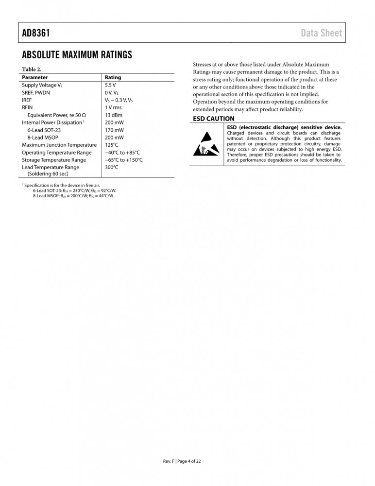 AD8361 datasheet page 4