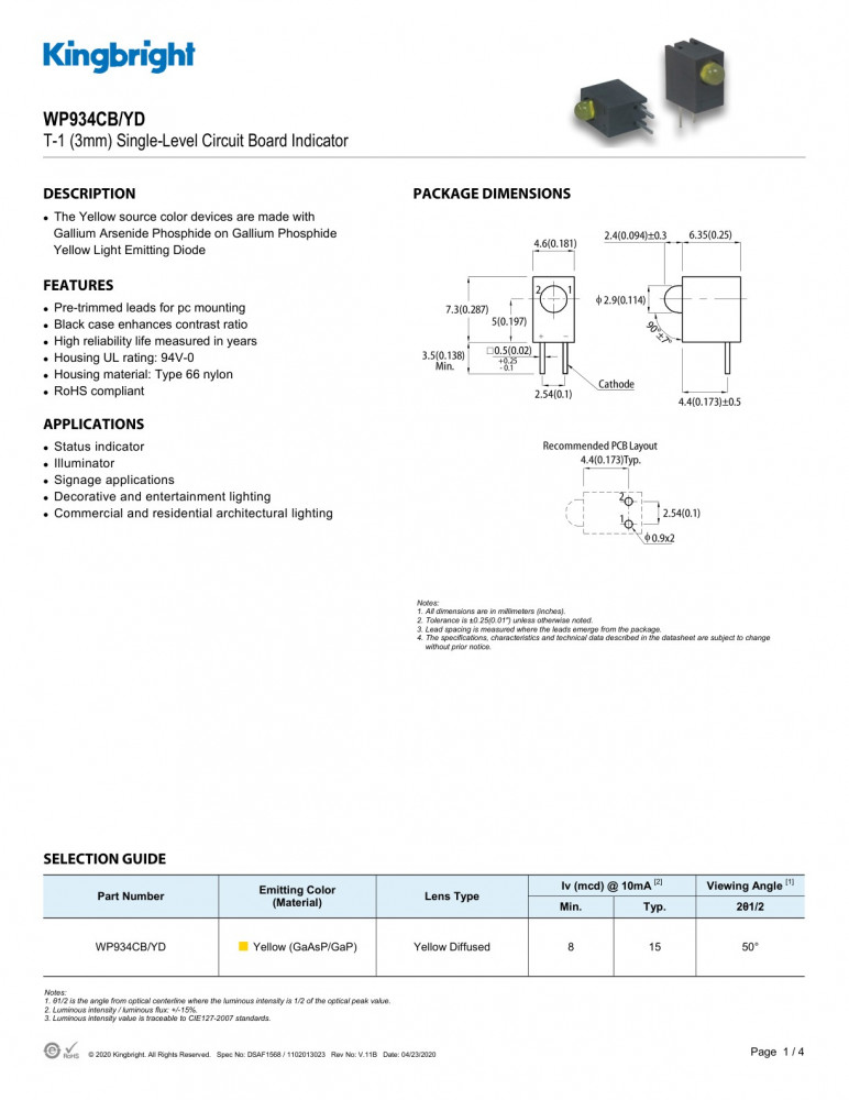 WP934CB/YD datasheet page 1