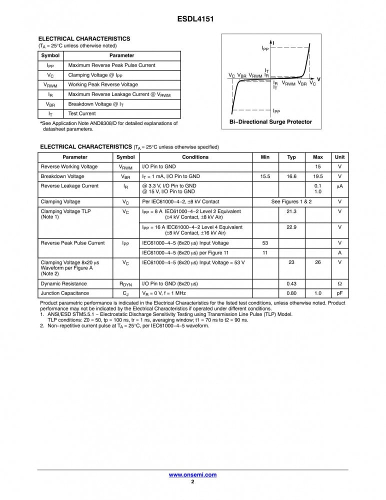 ESDL4151MX4T5G datasheet page 2