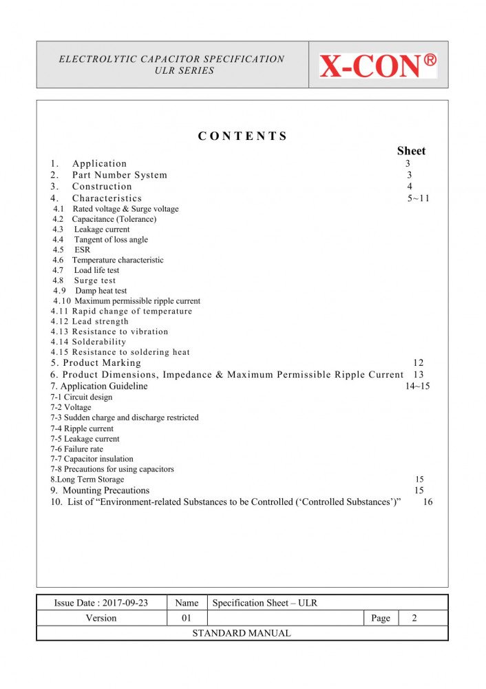 ULR specification sheet, page 3