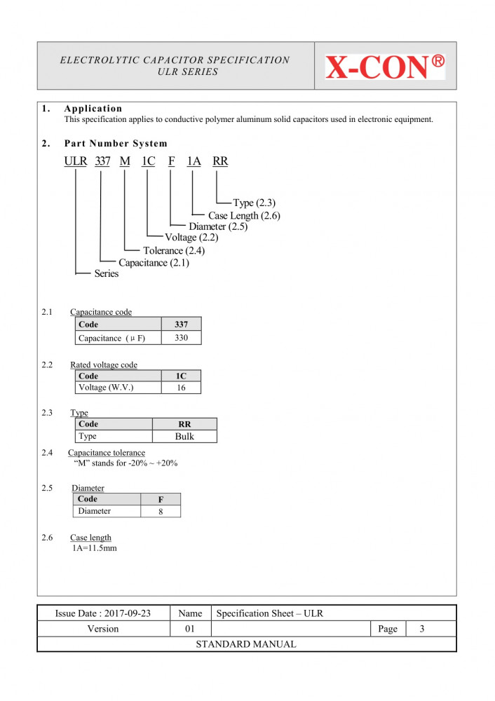 ULR specification sheet, page 4