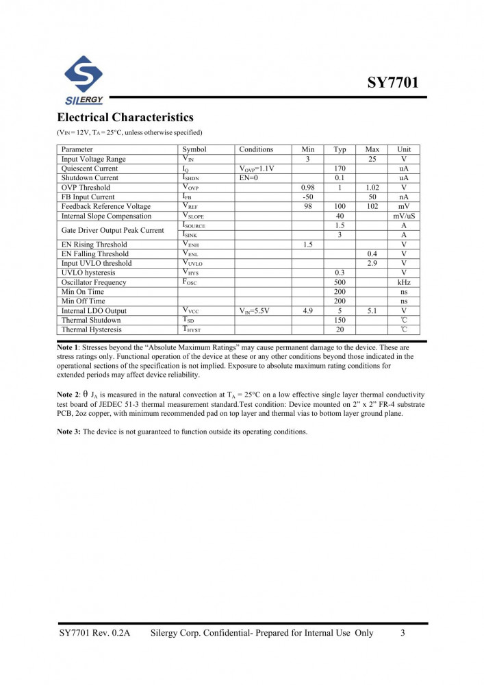 SY7701FHC datasheet page 3