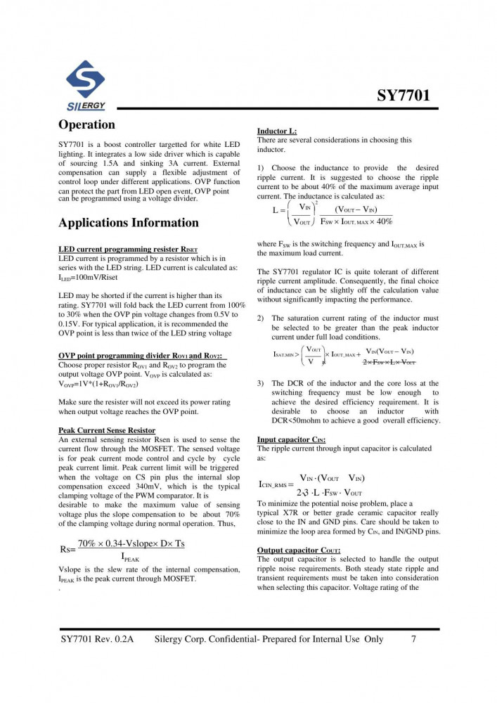 SY7701FHC datasheet page 7