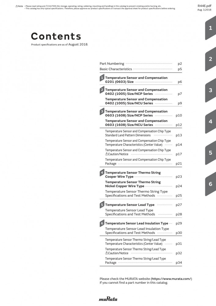Murata NTC thermistor catalog page 3