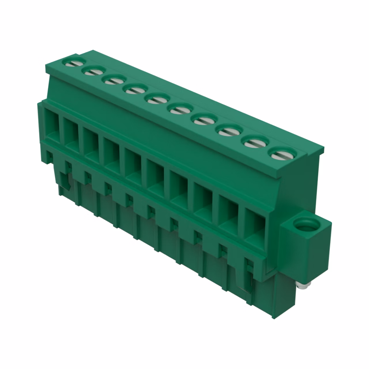 5.00mm Pitch Eurostyle Vertical Plug, with Retention Screws and Standard  Imprinting, Front Wire Entry, Green Housing, 10 Circuits for sale