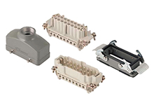 Heavy-Duty Connector Kit, 24 Pole, Series S-E Female-Male Inserts, Pg21 Die-cast Aluminum Hood-Top Entry, Bulkhead Mount Housing-Vertical, 2 Lever, Size 24B «104x27», Grey for sale